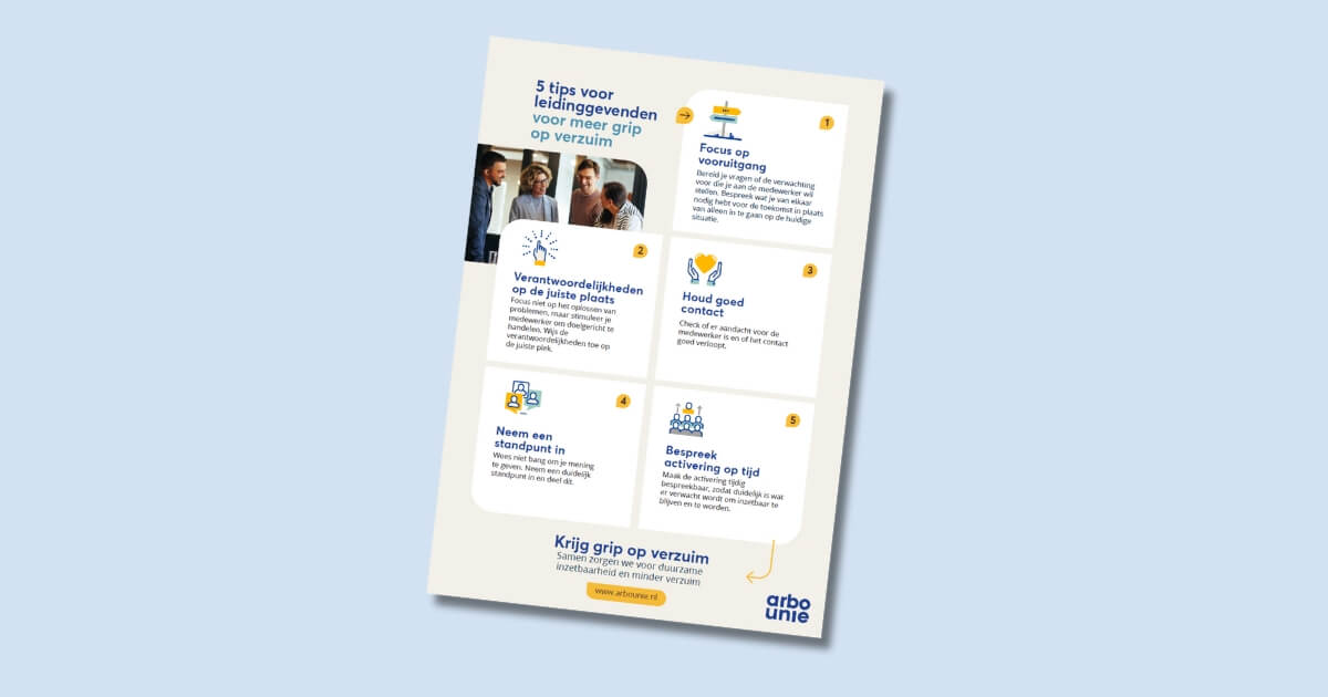Infographic 5 tips voor leidinggevenden voor meer grip op verzuim