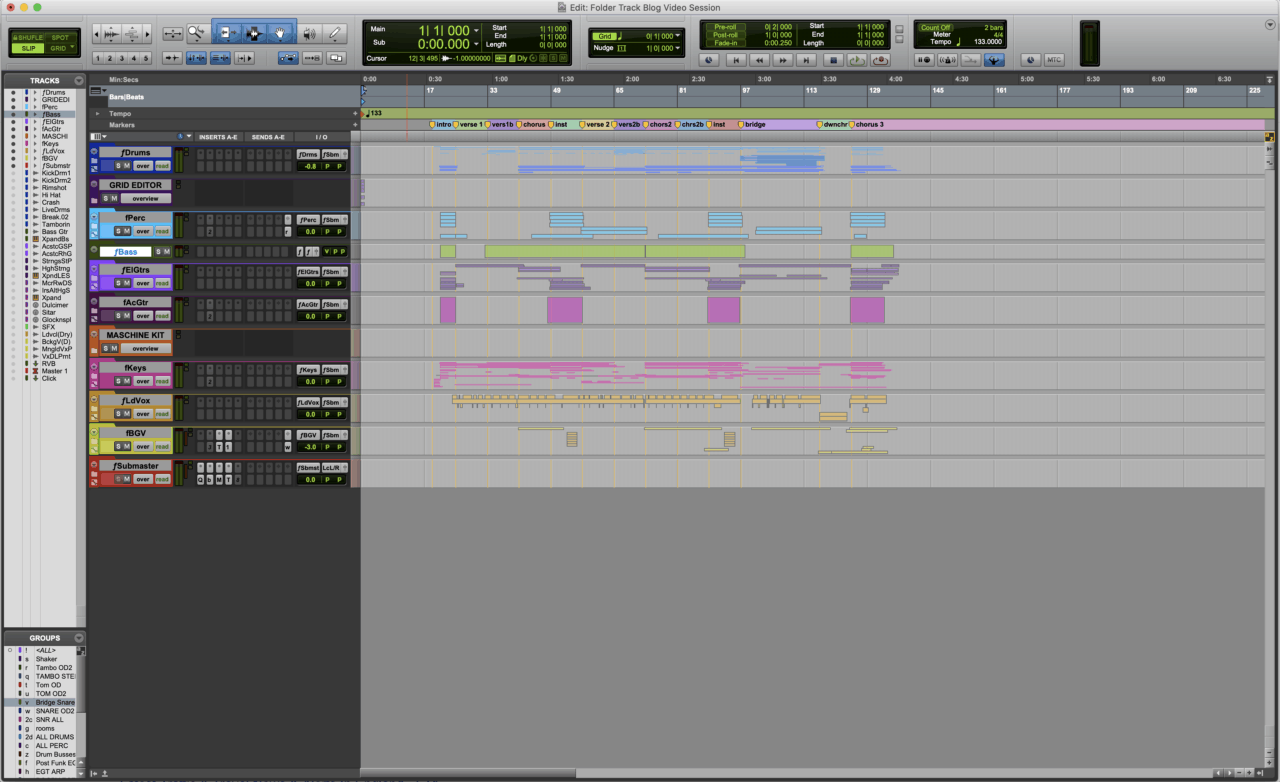 Pro Tools Folder Tracks for Music Production