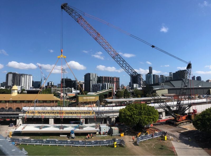 Cross River Rails Exhibition Station canopy takes shape