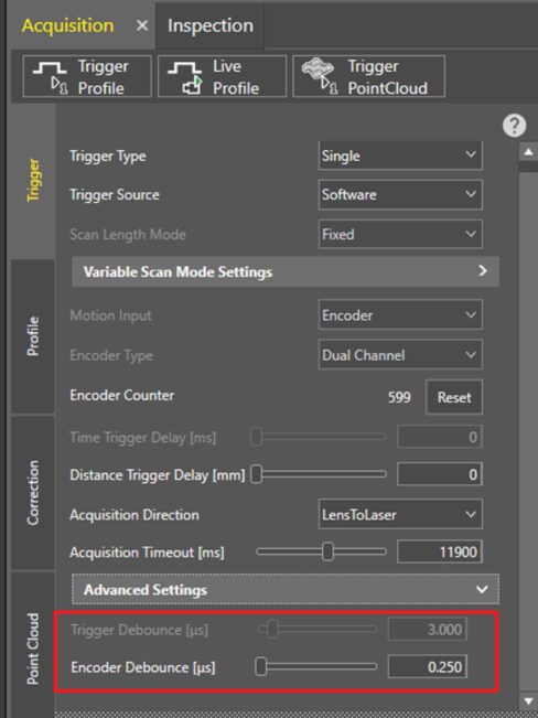 Debounce Function in Advanced Settings of In-Sight L38 | Cognex