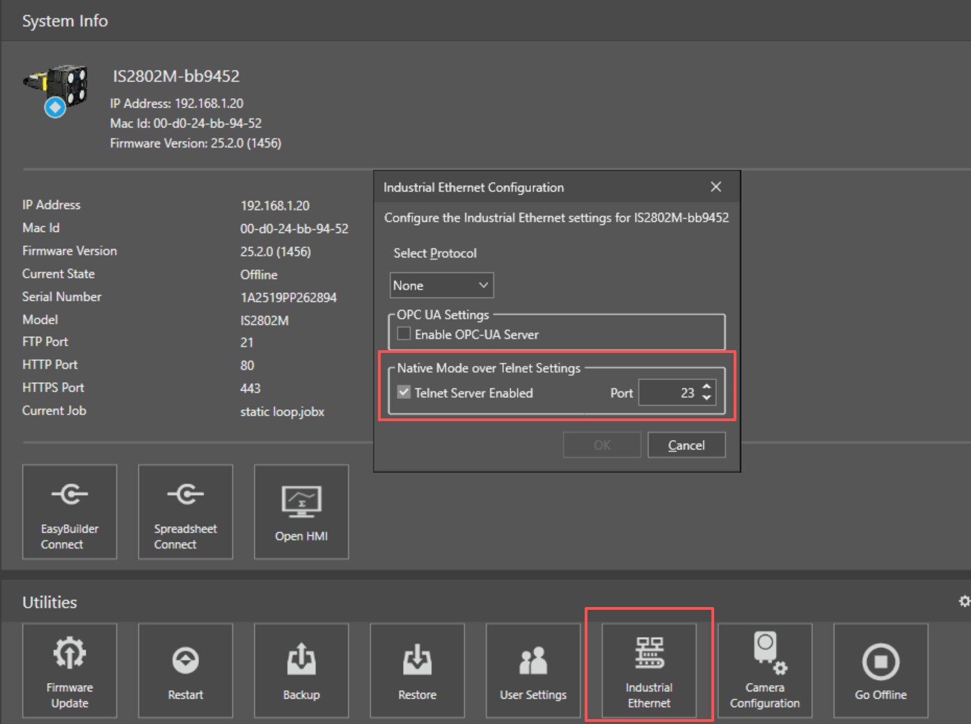 How to Use Native Command to Switch Jobs Through TCP in In-Sight Vision ...
