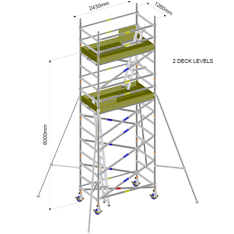 Double Width Aluminium Scaffold 6M for Rent - Kennards Hire