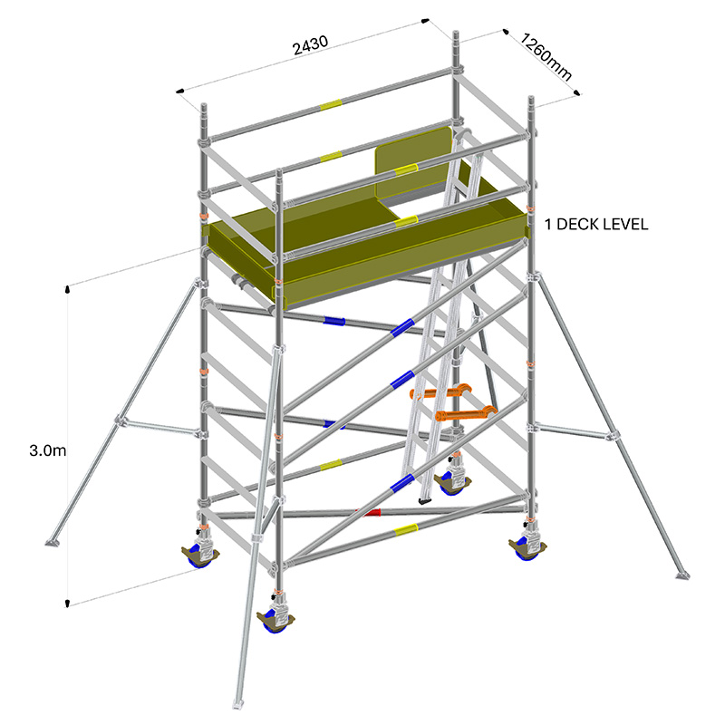 Single Width Aluminium Scaffold 3M for Rent - Kennards Hire