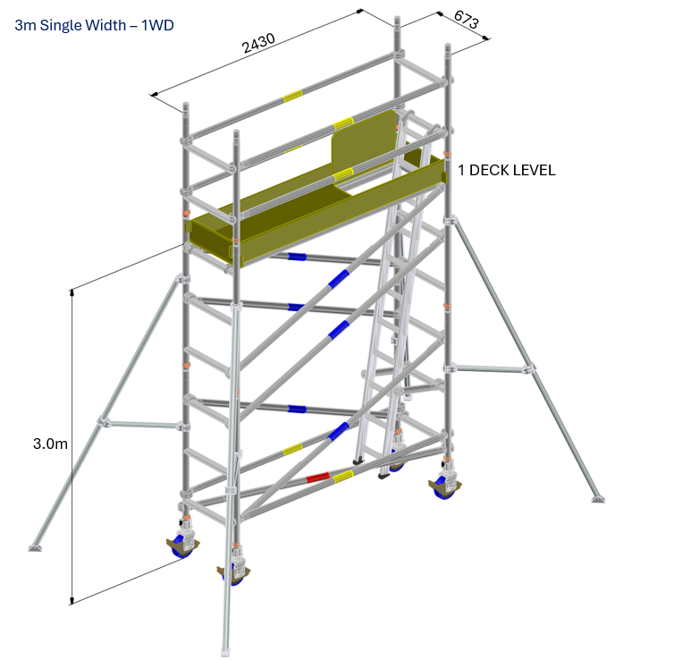 Single Width Aluminium Scaffold 3M for Rent - Kennards Hire