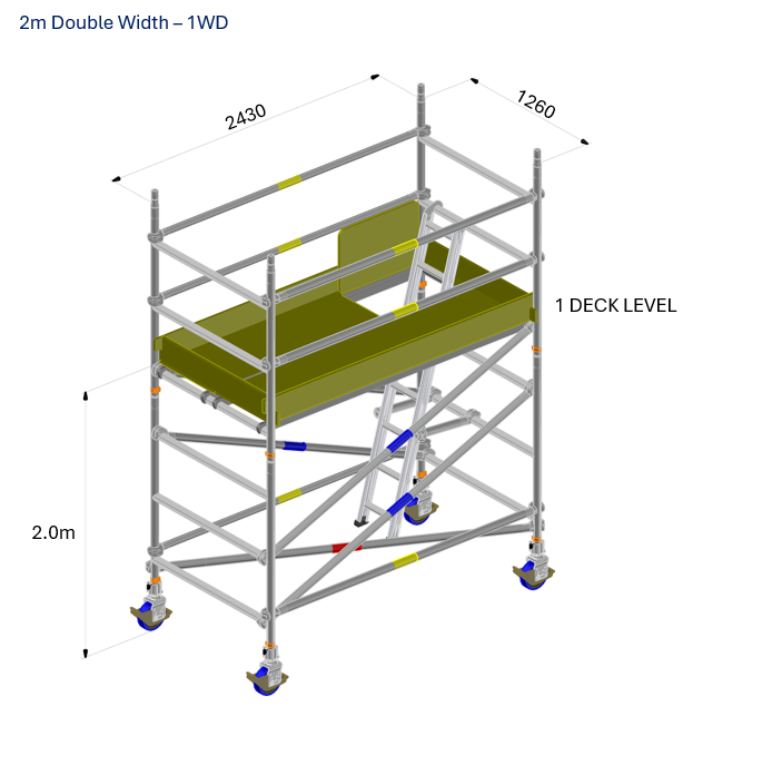 Double Width Aluminium Scaffold 2M for Rent - Kennards Hire