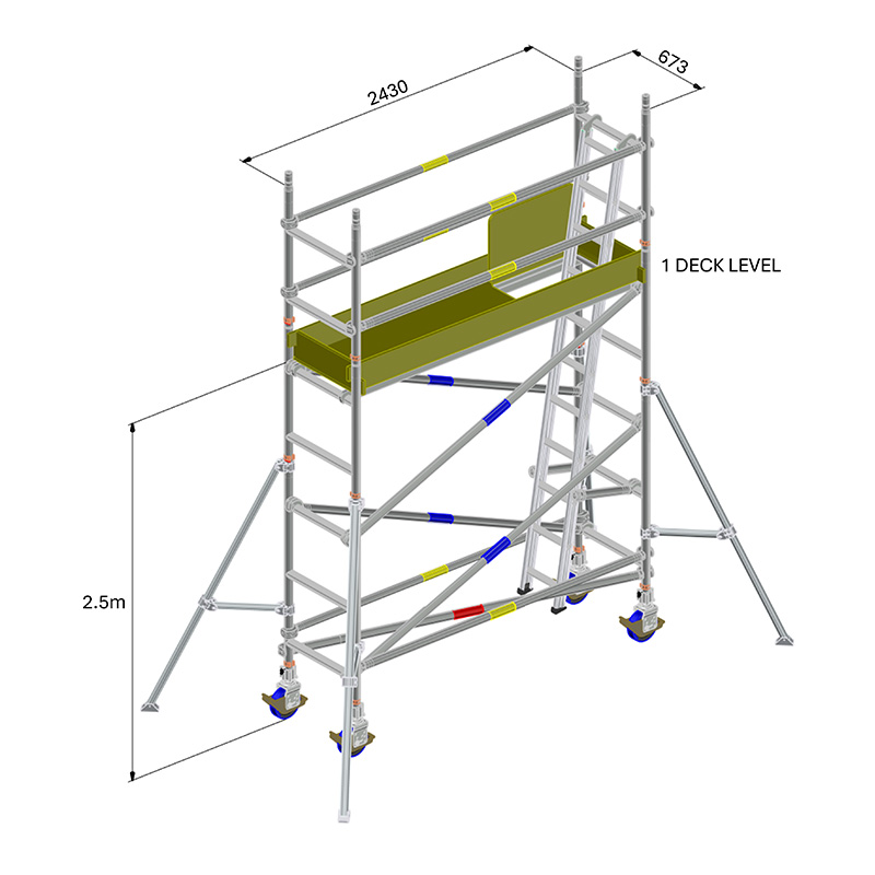 Single Width Aluminium Scaffold 2.5M for Rent - Kennards Hire