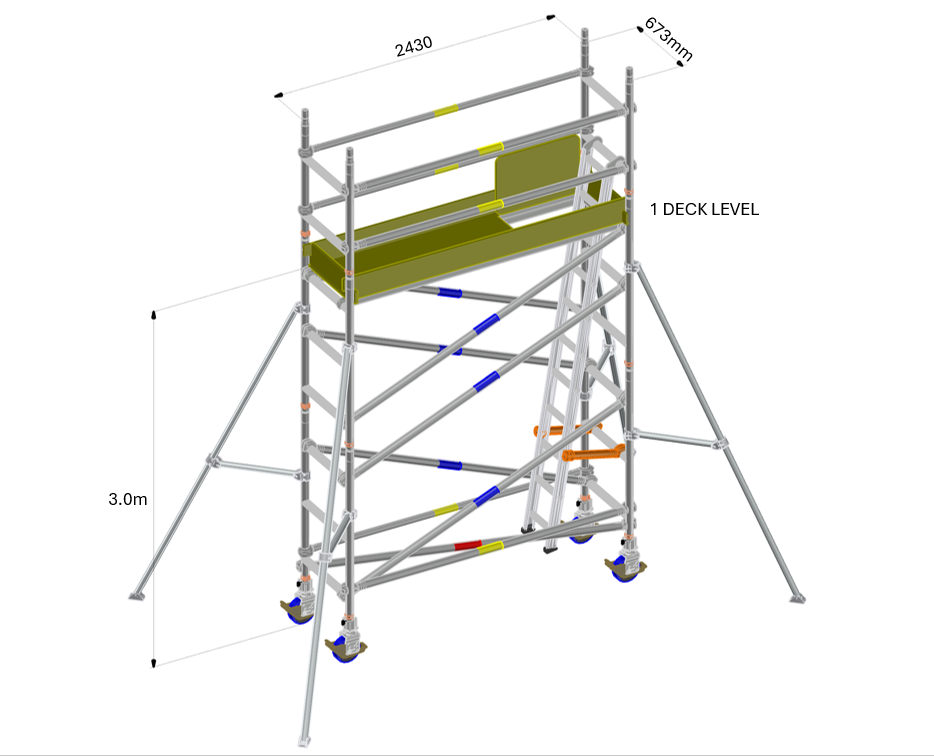 For Rent Single Width Aluminium Scaffold 3M - Kennards Hire