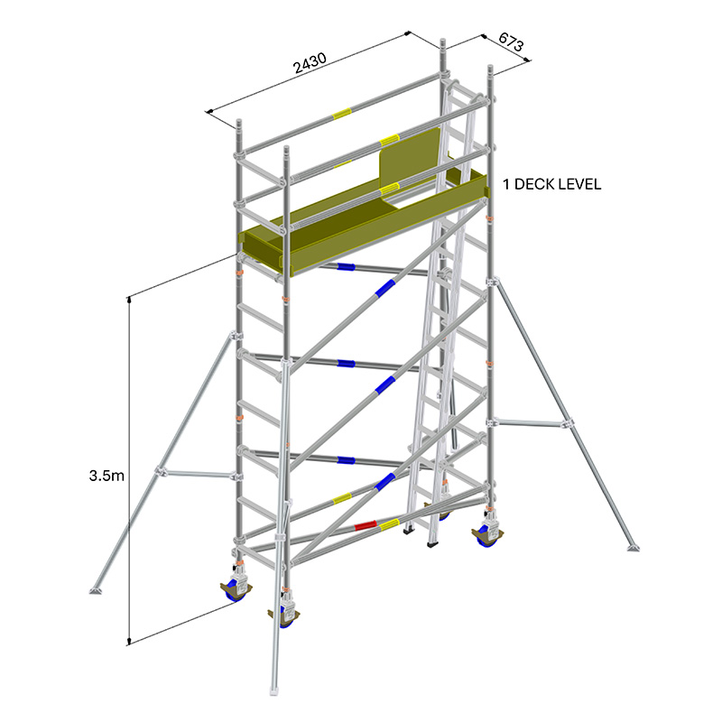 For Rent Single Width Aluminium Scaffold 3.5M - Kennards Hire