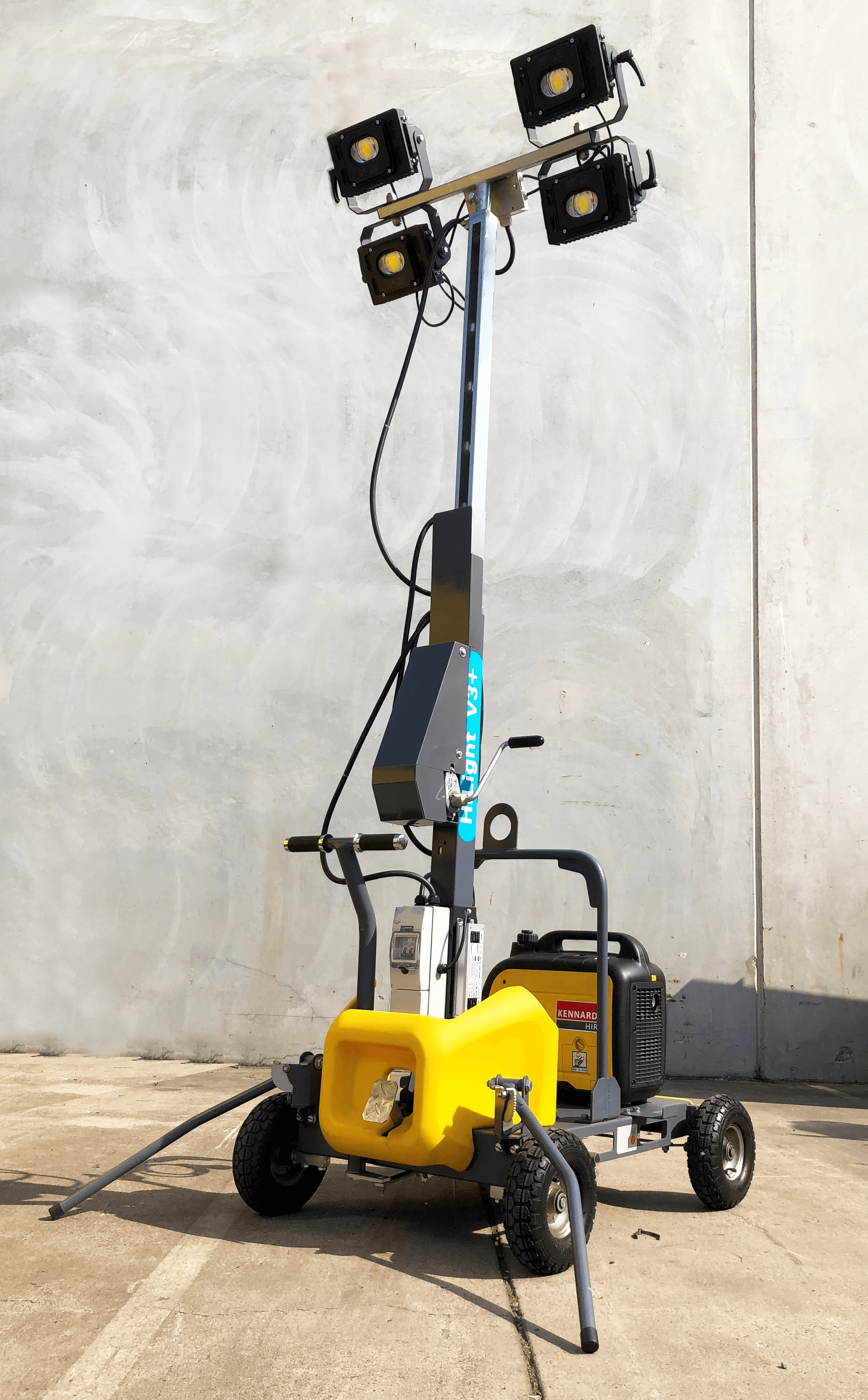 LED 4‑Head Trolley Light Tower for Rent - Kennards Hire