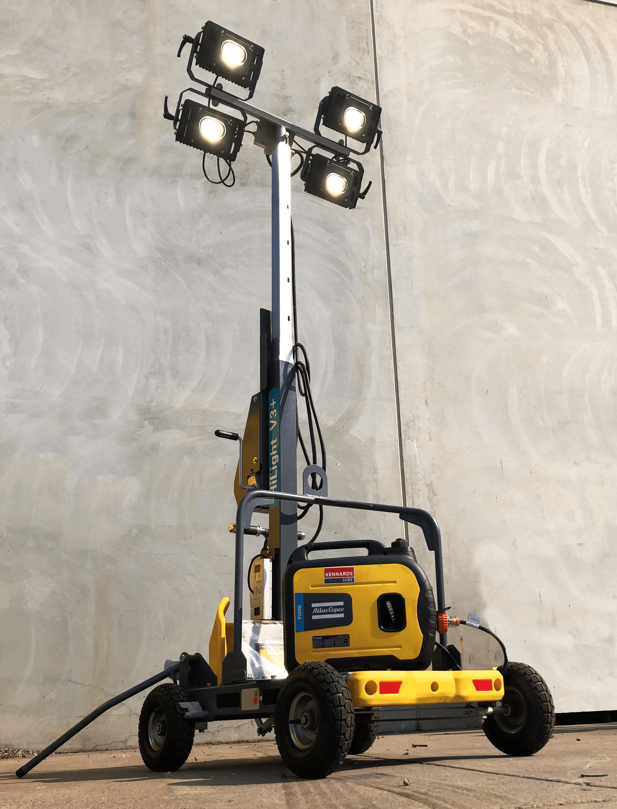 LED 4‑Head Trolley Light Tower for Rent - Kennards Hire