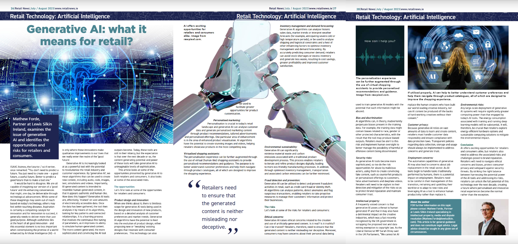 Mathew Forde writes on the opportunities and risks of Generative AI for ...