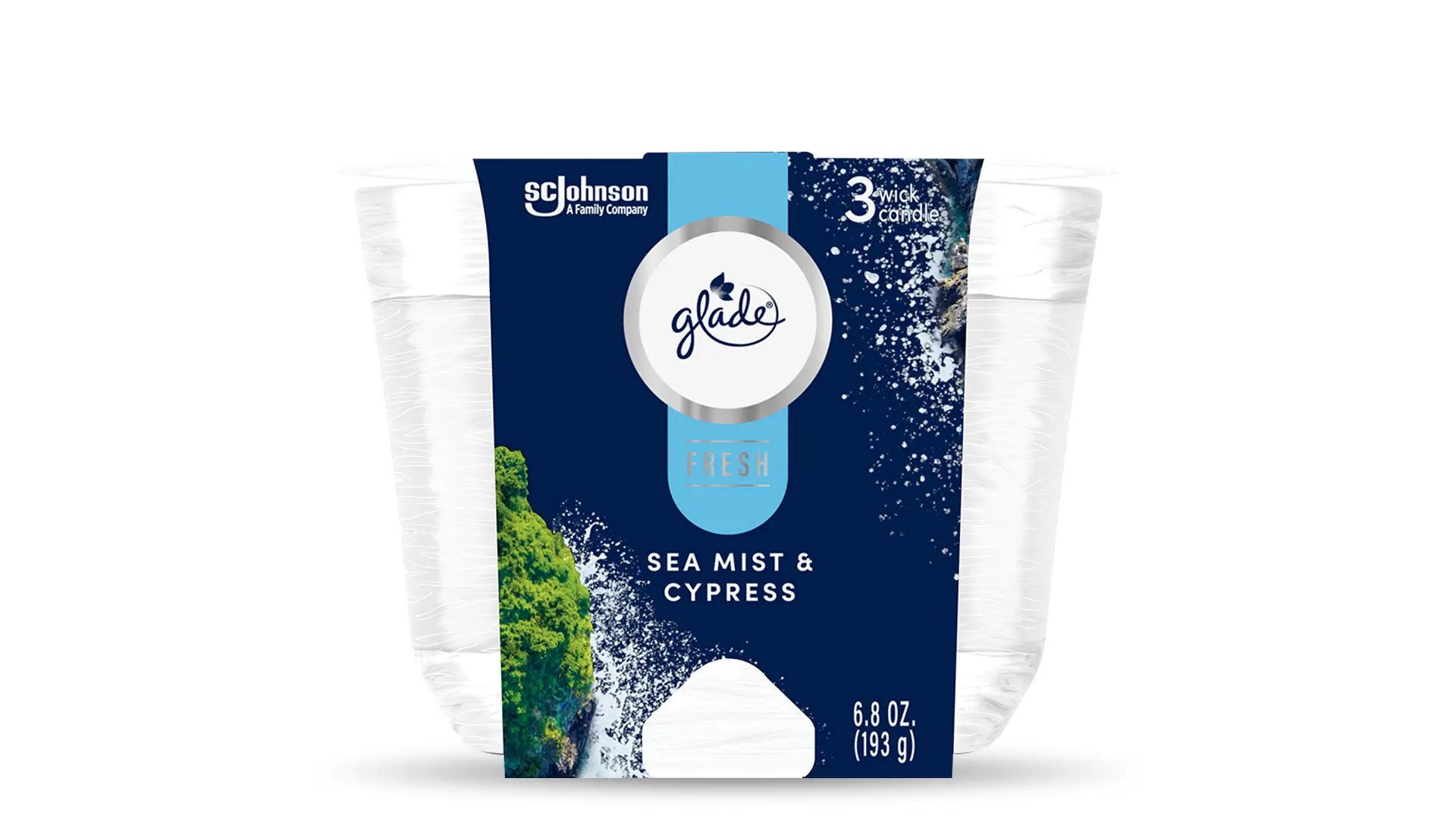 Sea Mist & Cypress 3-Wick Candle | Glade® Fresh Collection Fragrance