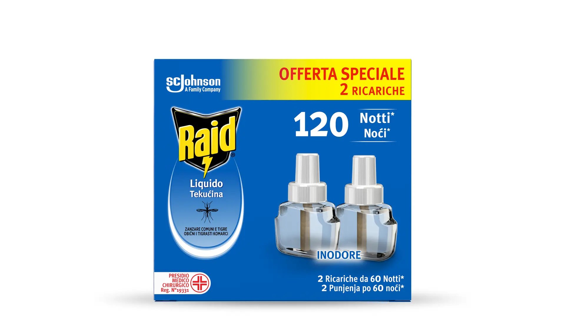 Raid® Liquido Ricarica 120 Notti (2x60n) | Controllo Degli Insetti
