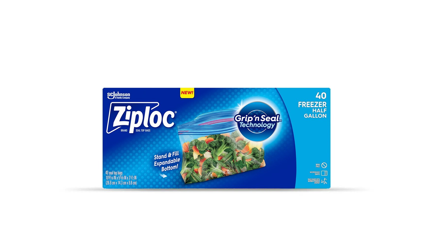 Ziploc® Freezer Half Gallon Bags | Grip 'n Seal Technology | Ziploc