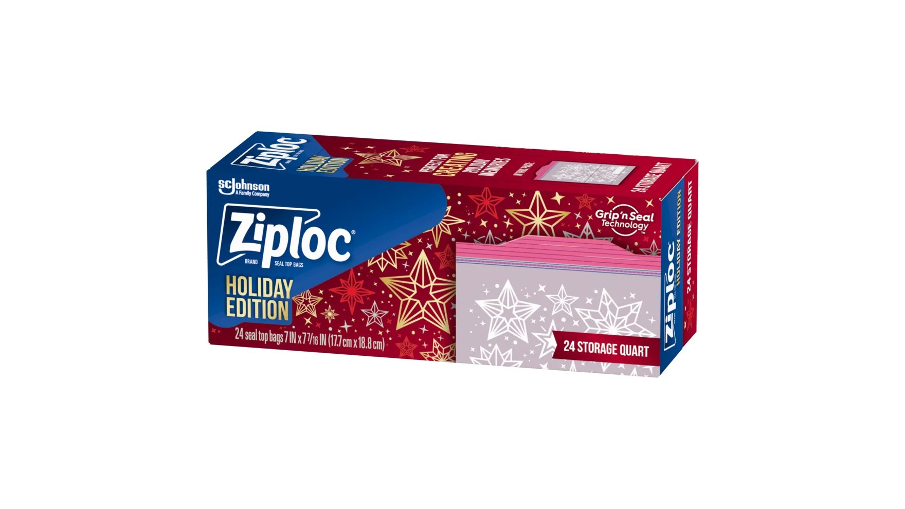 Quart-Sized Holiday Storage Bag | Grip 'n Seal Technology | Ziploc®