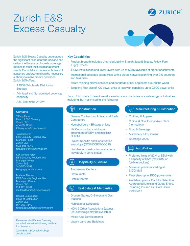 Excess and Surplus Lines Insurance | E&S Insurance | Zurich
