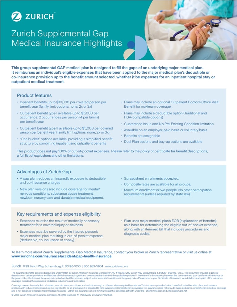 Supplemental Gap Medical Insurance | Zurich Insurance