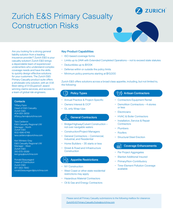 Excess & Primary Casualty Insurance (E&S) | Zurich North America