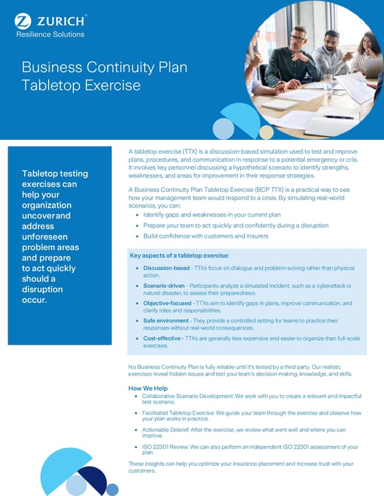 Business Continuity Plan Tabletop Exercise